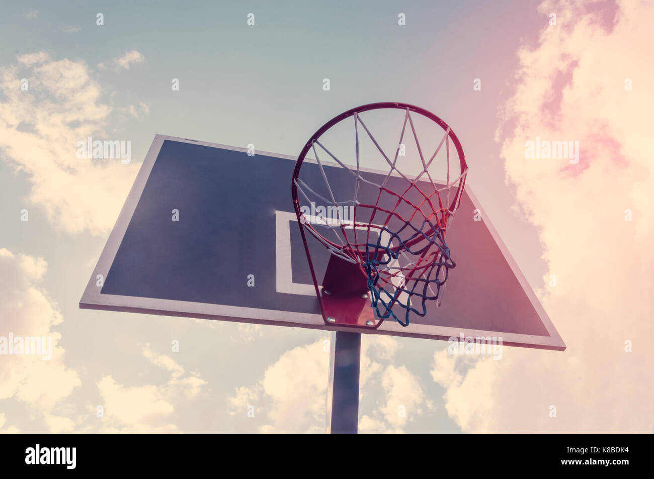 Basketball hoop and blue sky background, basketball basket Stock Photo ...