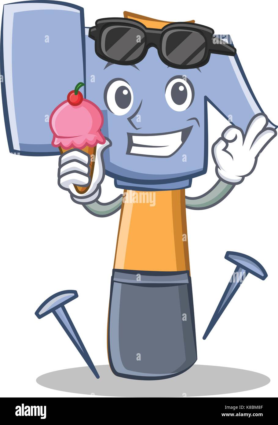 With ice cream hammer character cartoon emoticon Stock Vector Image ...