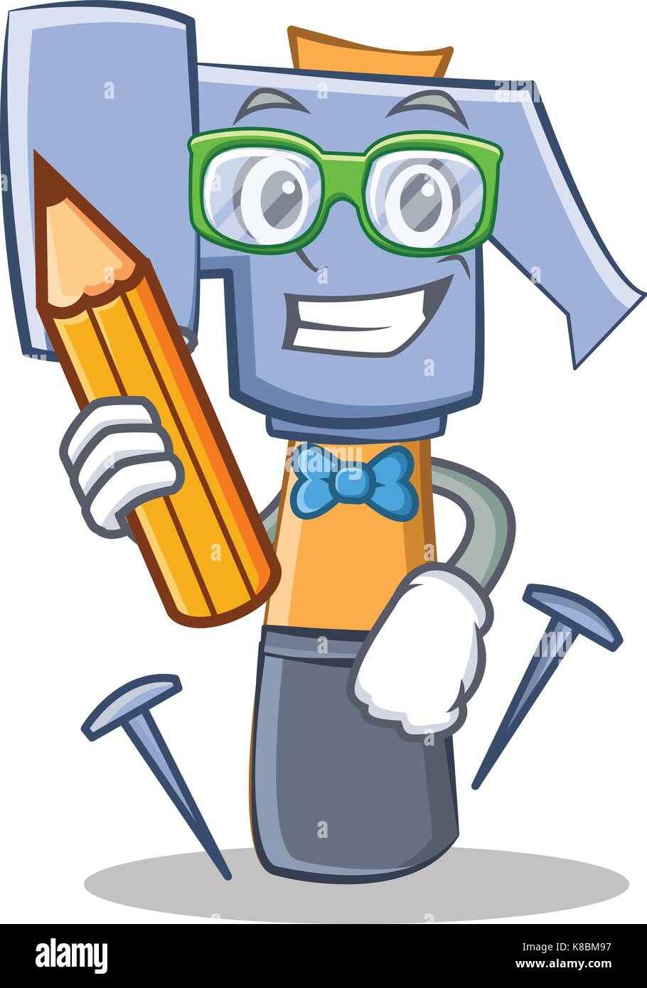 Student with pencil hammer character cartoon emoticon Stock Vector ...