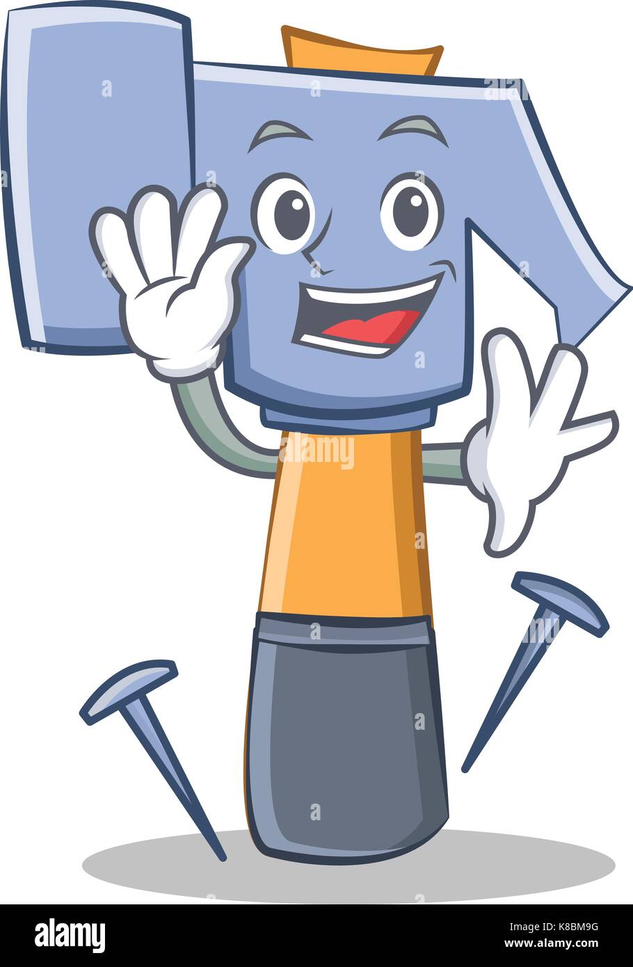 Waving hammer character cartoon emoticon Stock Vector Image & Art - Alamy