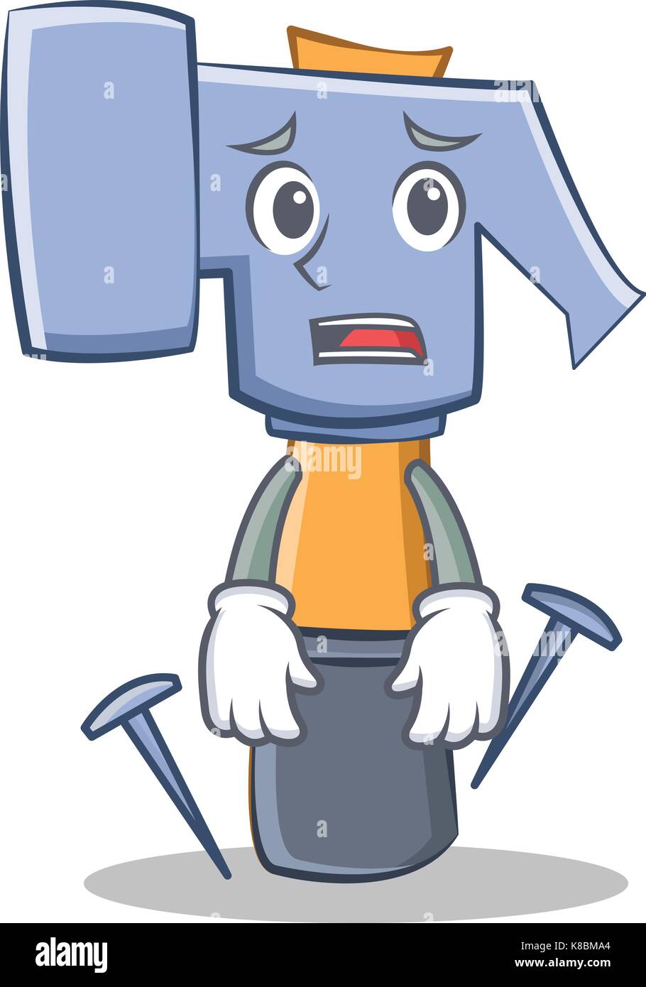 Afraid hammer character cartoon emoticon Stock Vector Image & Art - Alamy