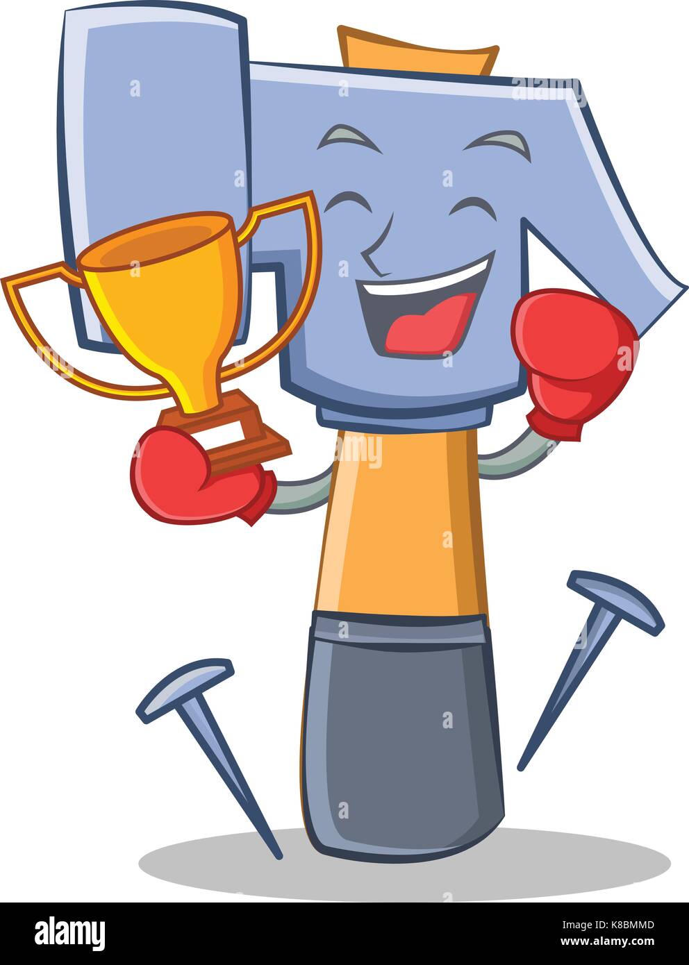 Boxing winner hammer character cartoon emoticon Stock Vector Image ...