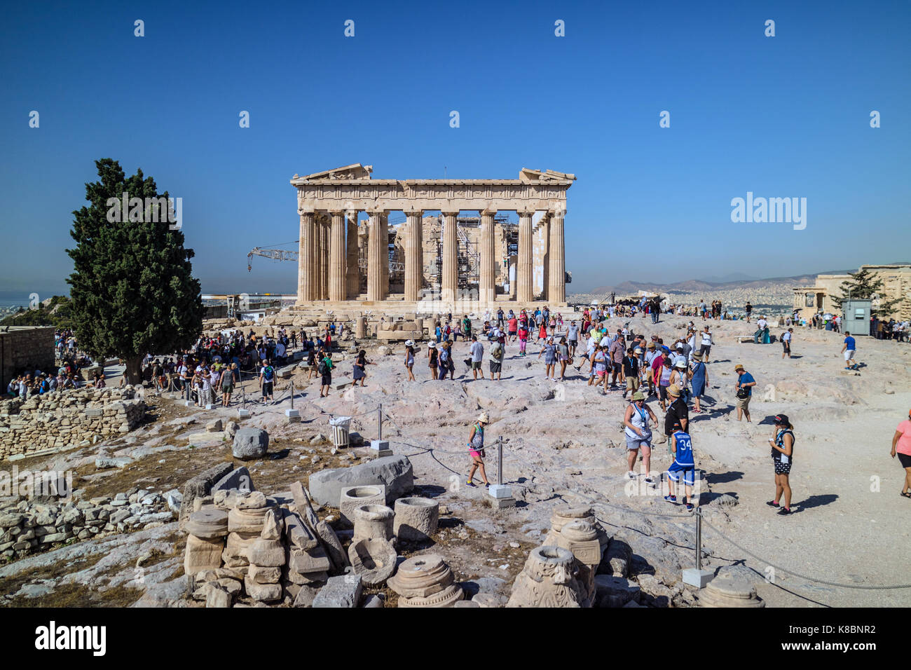 The Parthenon, Acropolis under restoration renovation, Athens, Greece ...