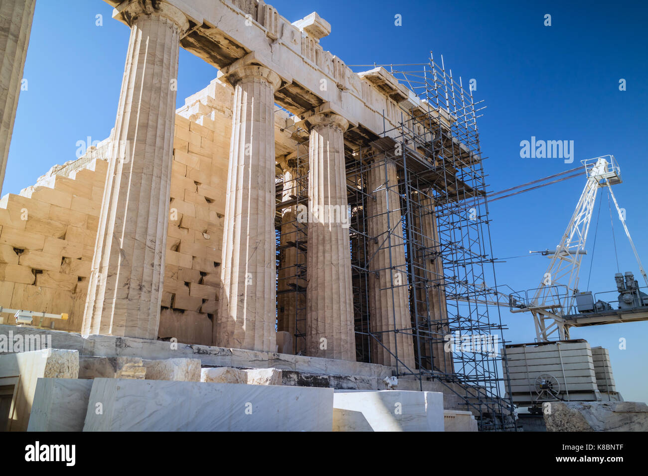 The Parthenon, Acropolis under restoration renovation, Athens, Greece ...