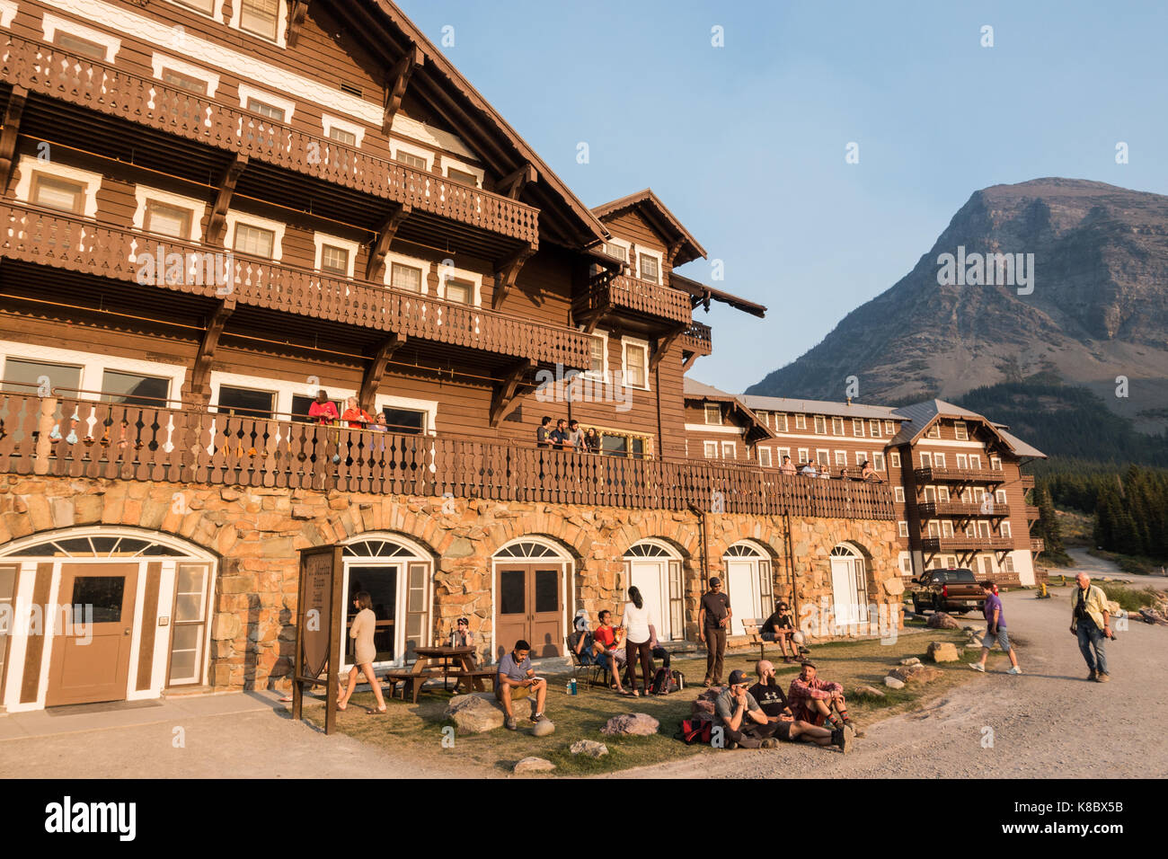 Tourists / visitors enjoying the late afternoon outside the ...