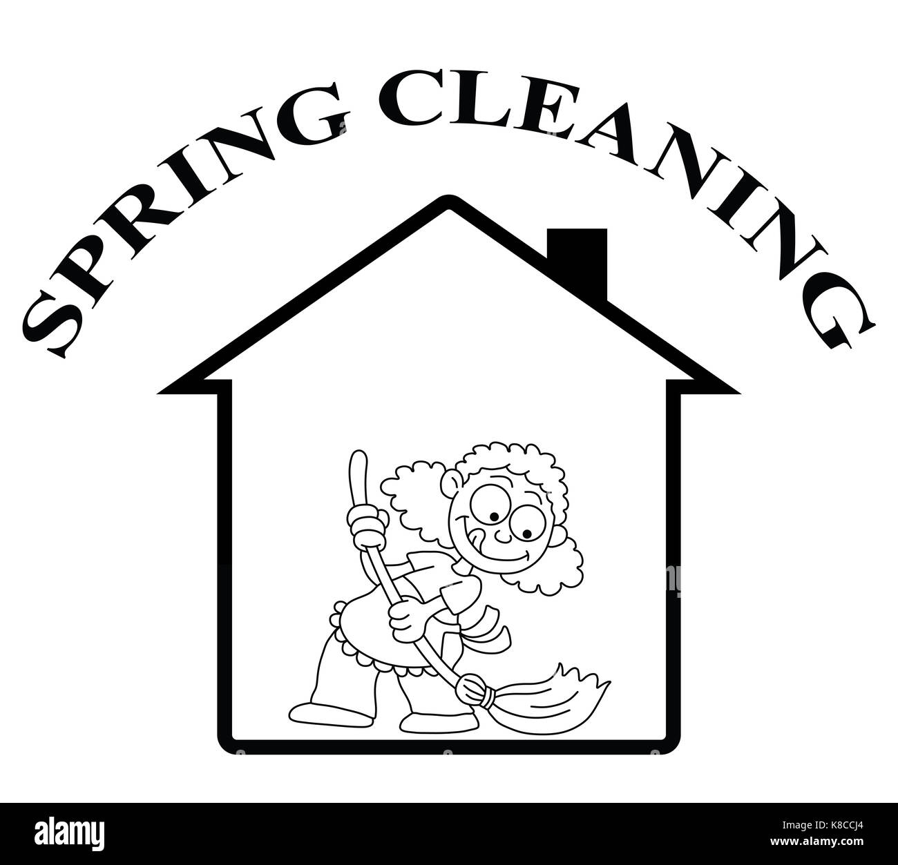 Representation of home spring cleaning isolated on white background ...