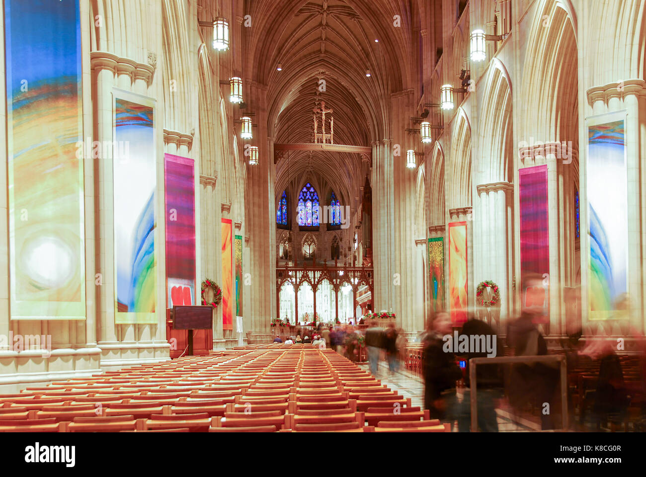 Washington, DC - December 30, 2007: Interior view of National Cathedral ...