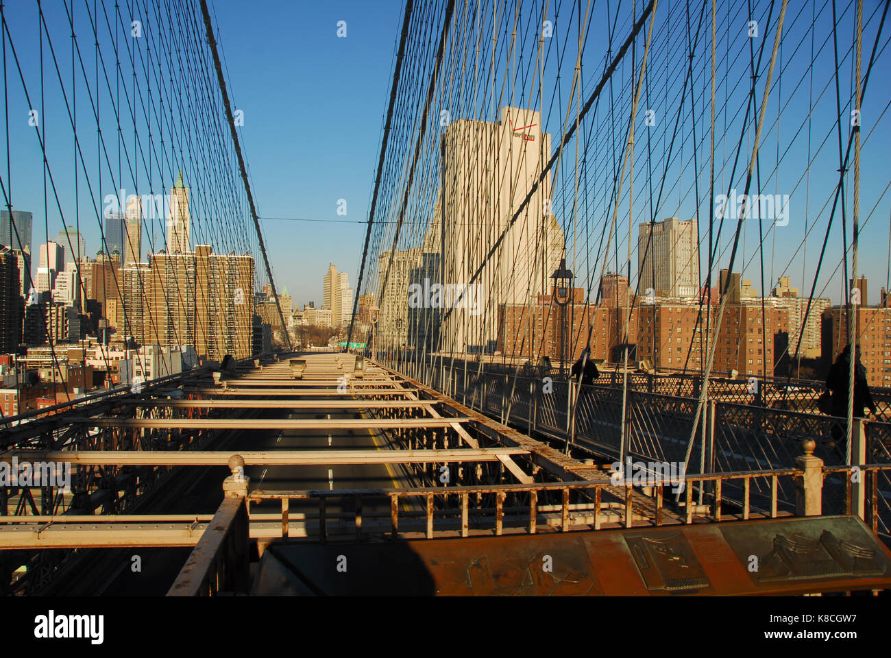 December 25, 2007: Downtown NYC Skyline from the Brooklyn Bridge Stock ...