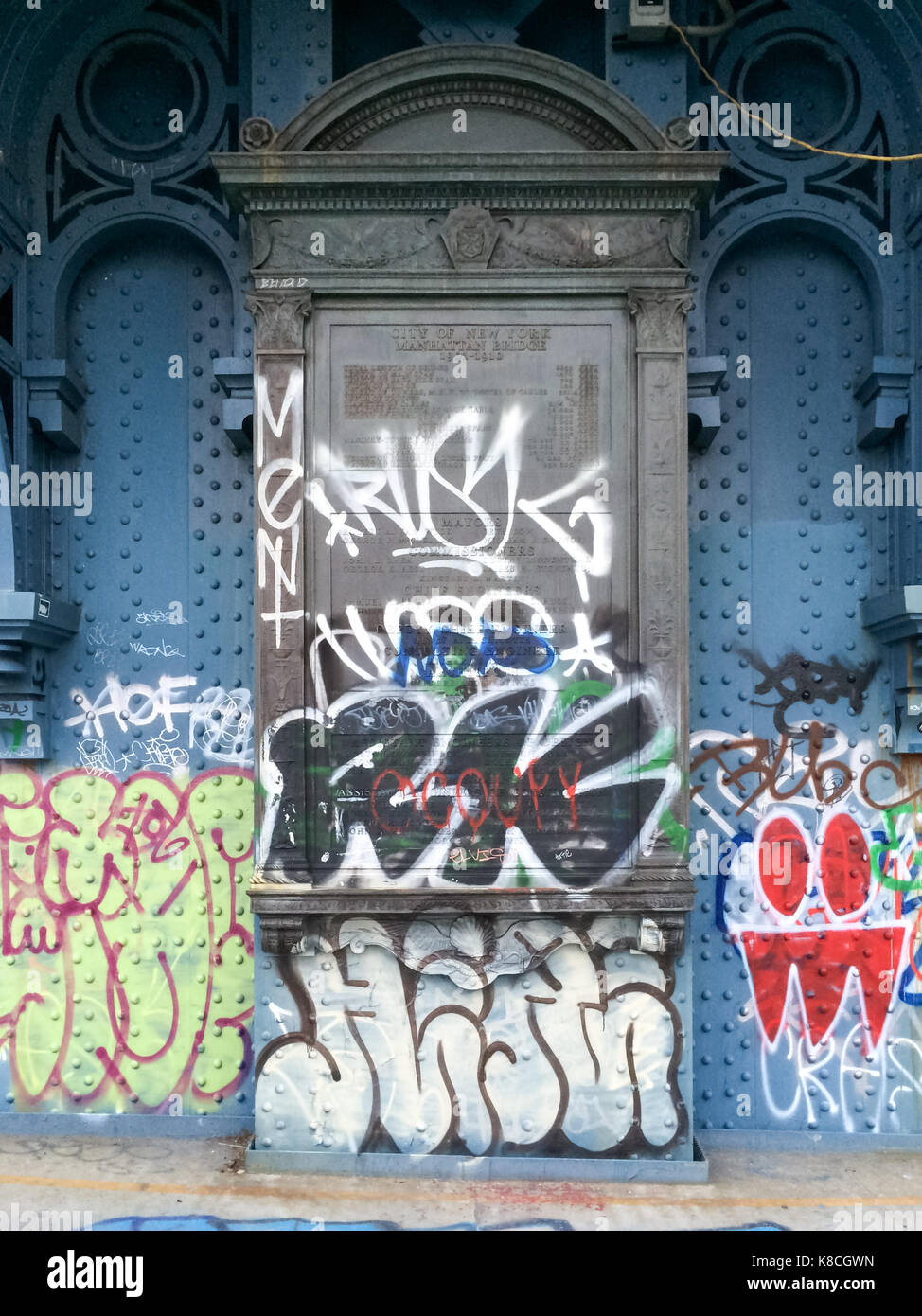 City of New York, Manhattan Bridge sign Stock Photo - Alamy