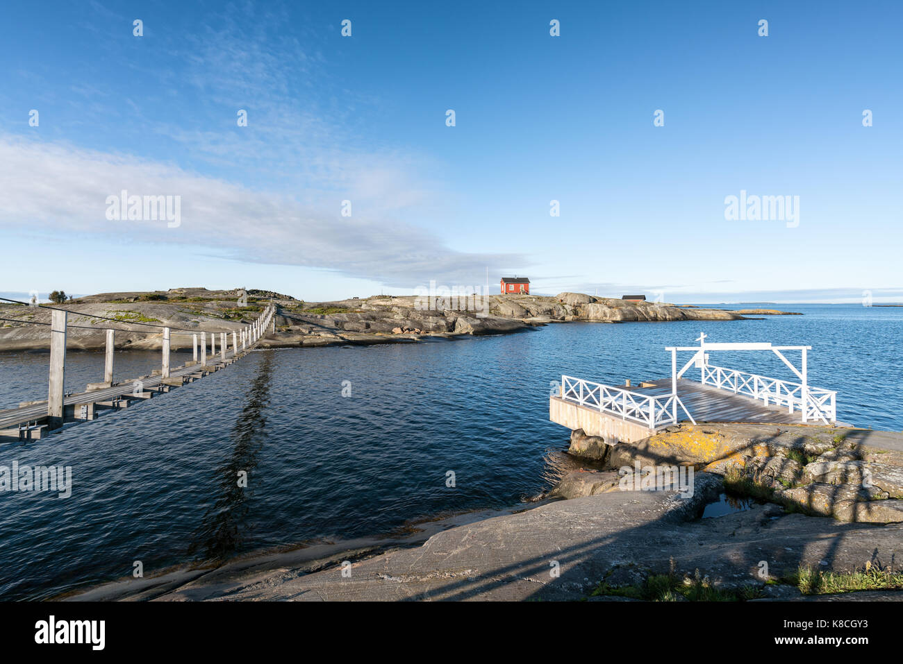 Suspension bridge between two island at Söderskär lighthouse, Porvoo ...