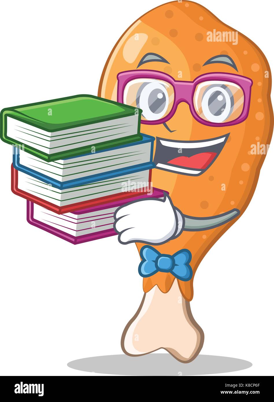 Student with book fried chicken character cartoon Stock Vector Image ...