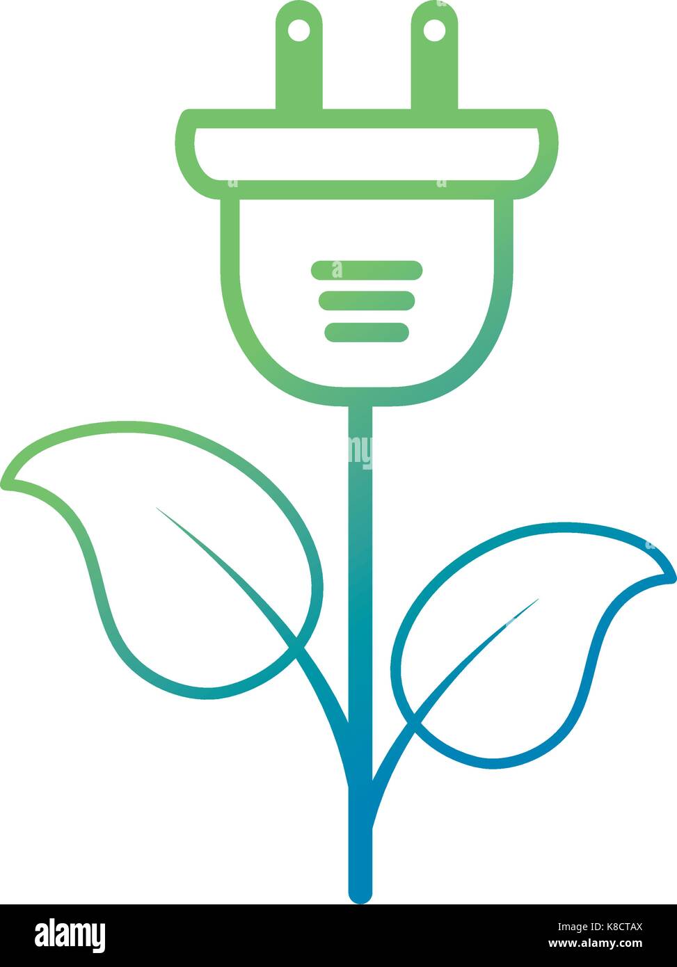 line ecology power cable with natural leaves Stock Vector Image & Art ...