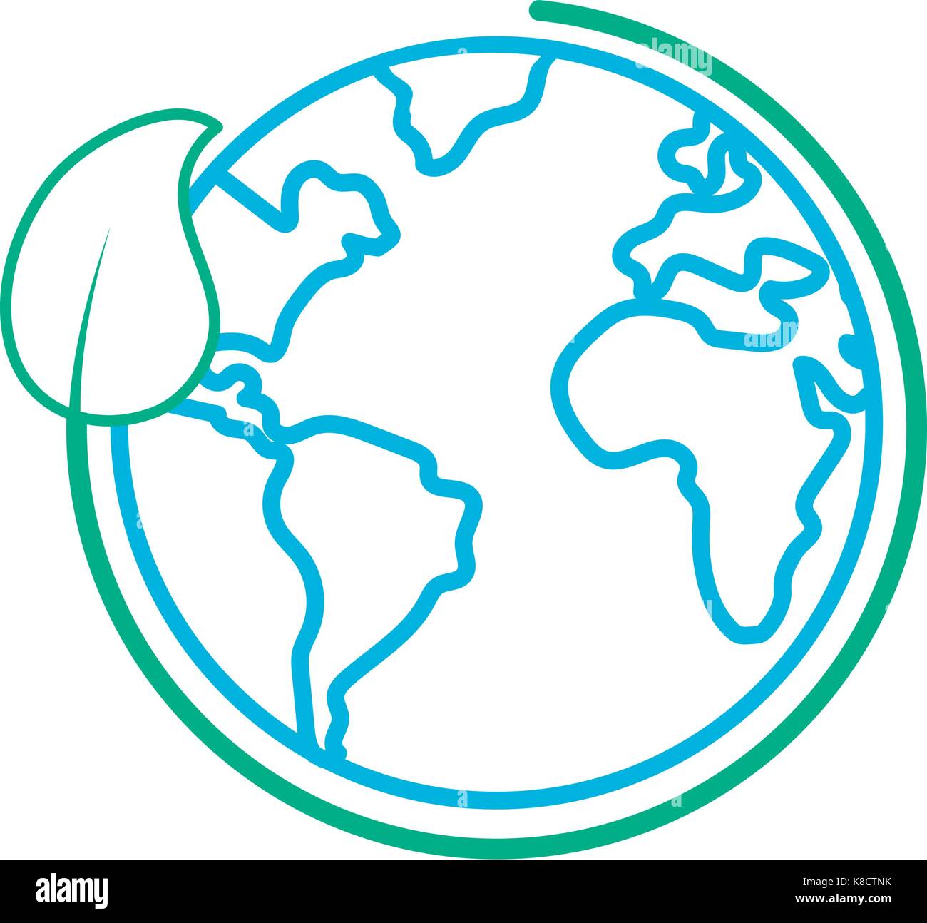 line earth planet with ecological leaf design Stock Vector Image & Art ...