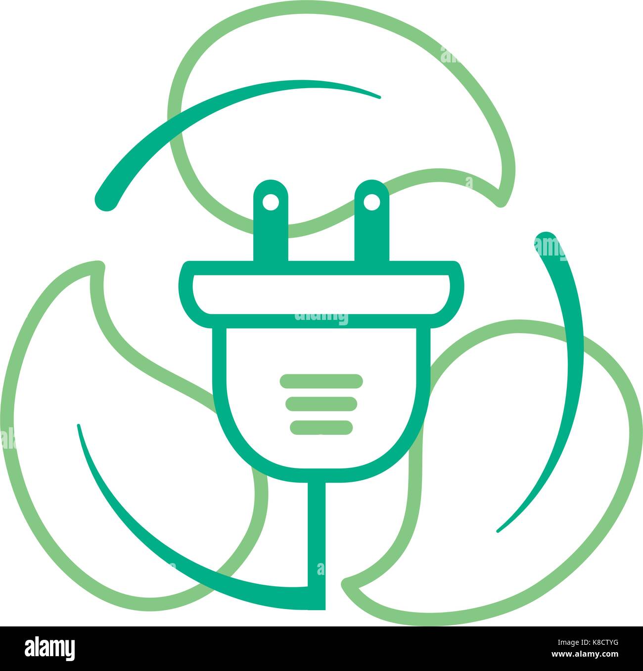 line ecology power cable with natural leaves Stock Vector Image & Art ...