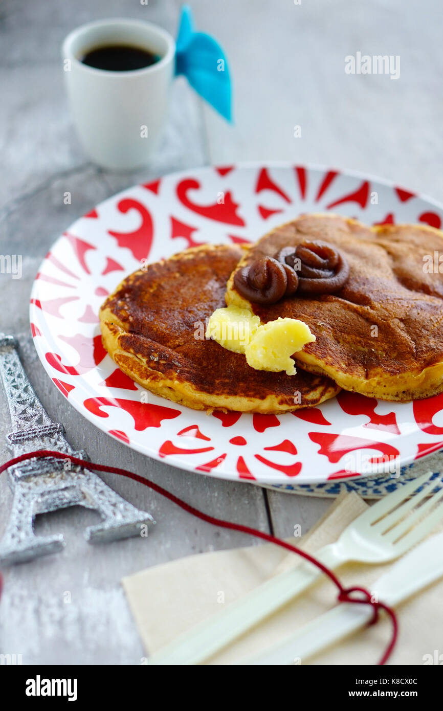 Pan Cake and Butter Stock Photo - Alamy