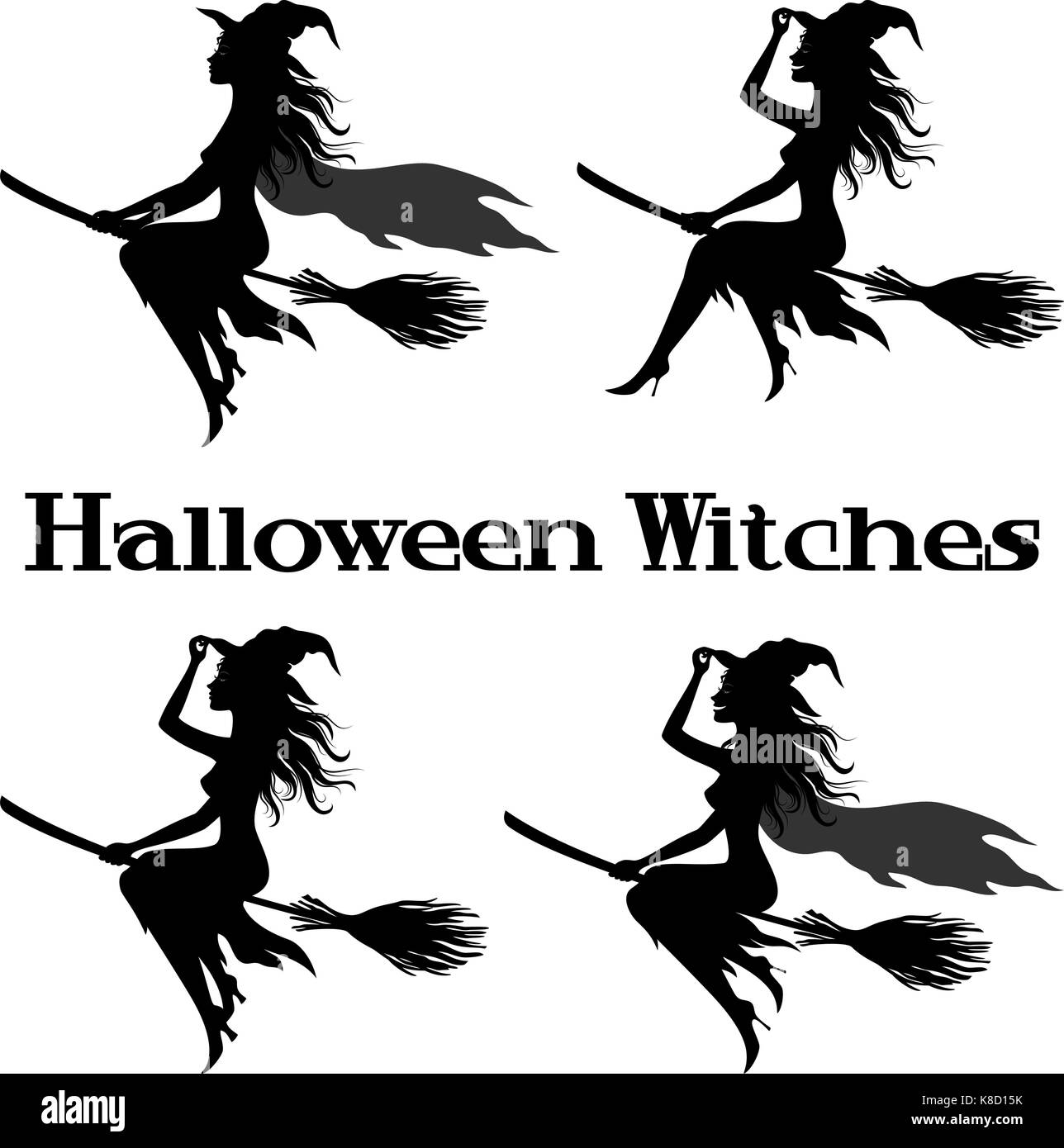 Witch Flying on Broom Stock Vector Image & Art - Alamy