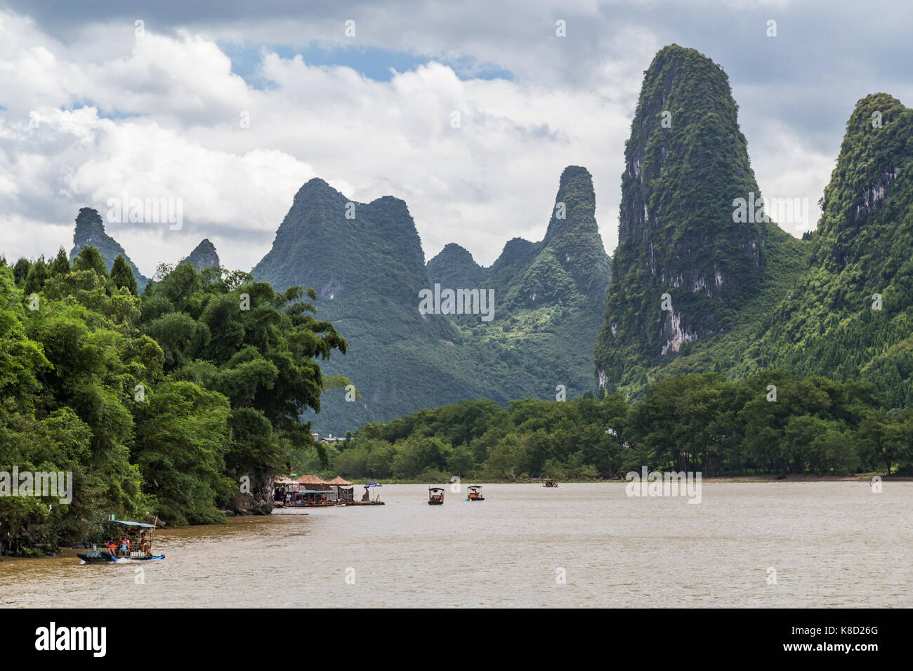 Karst mountains and limestone peaks of Li river in China Stock Photo ...