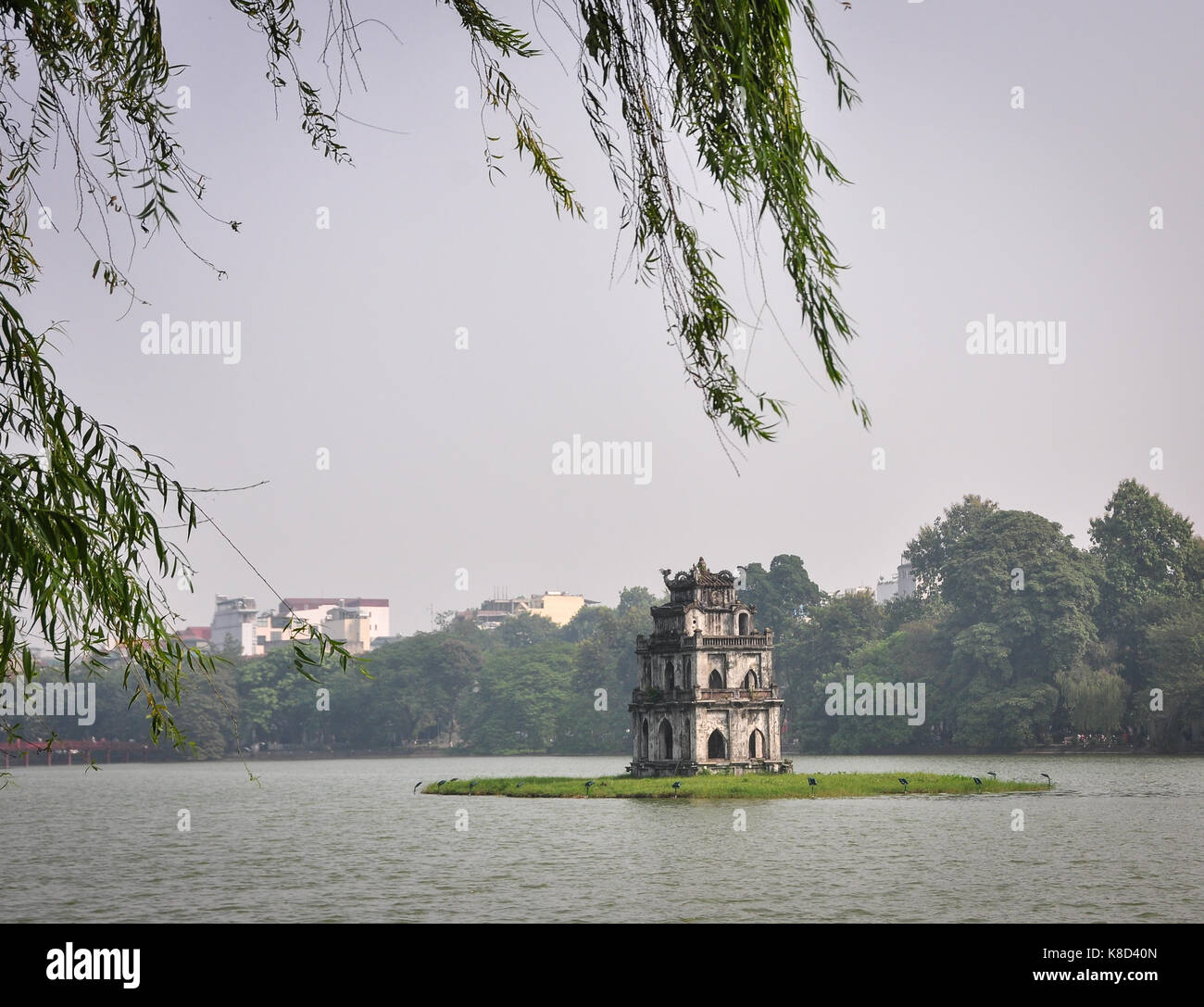 Turtle tower on the Hoan Kiem Lake (Ho Guom) in Hanoi, Vietnam Stock ...