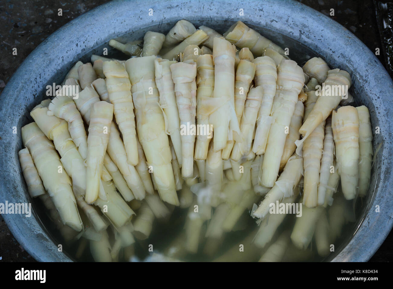 Pickled bamboo for sale at rural market in Hanoi, Vietnam Stock Photo ...