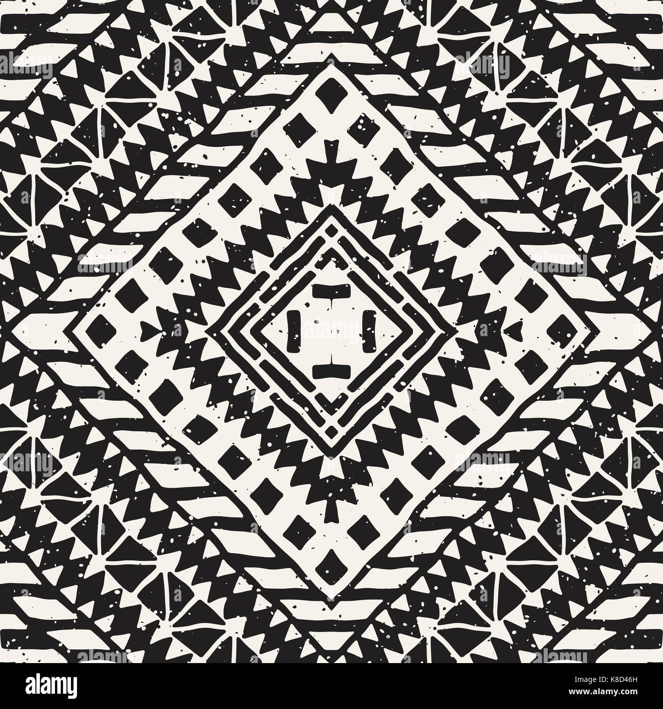 Hand drawn painted seamless pattern. Vector tribal design background ...