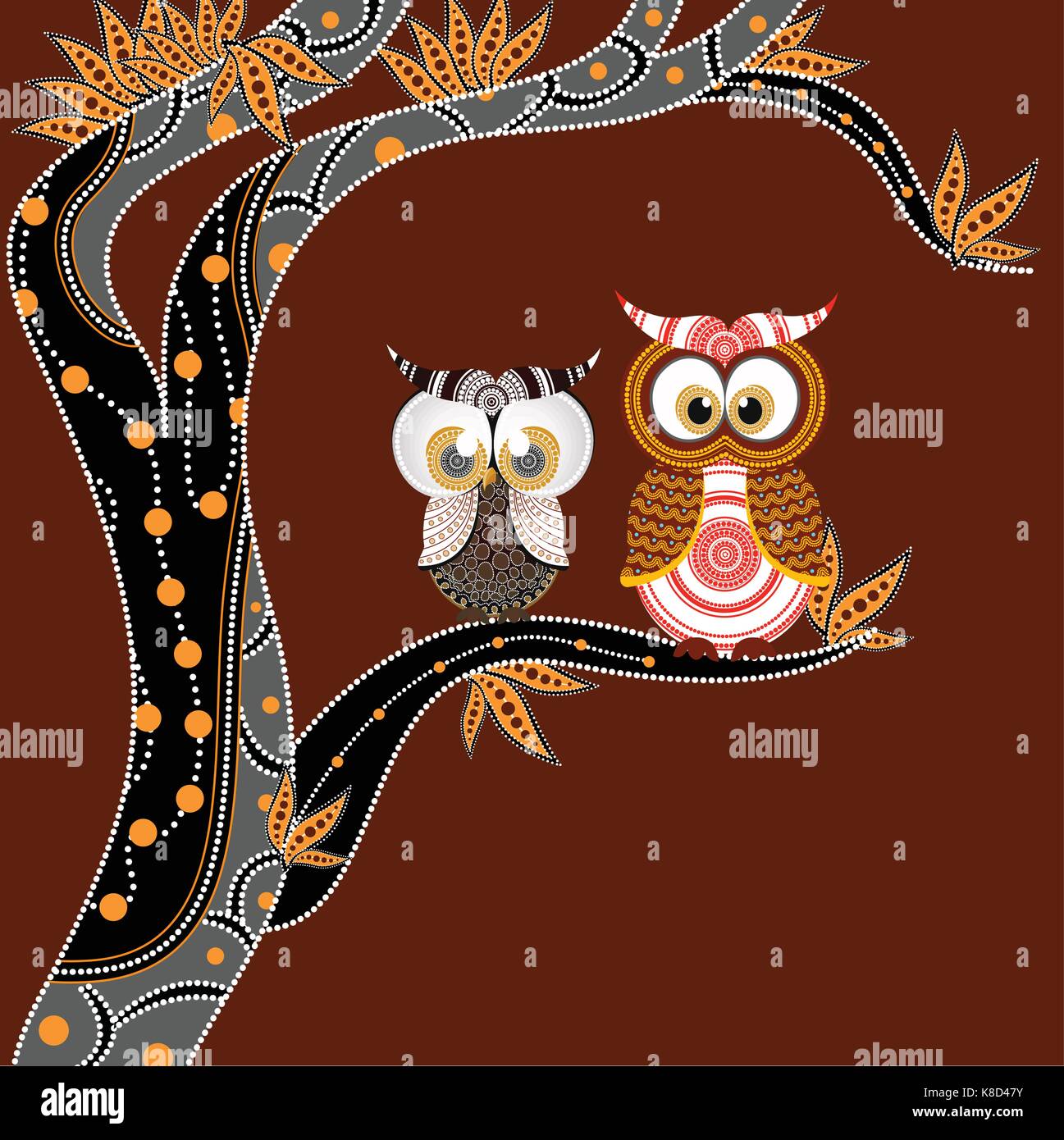 Aboriginal Painting With Owl Vector. Illustration based on aboriginal ...
