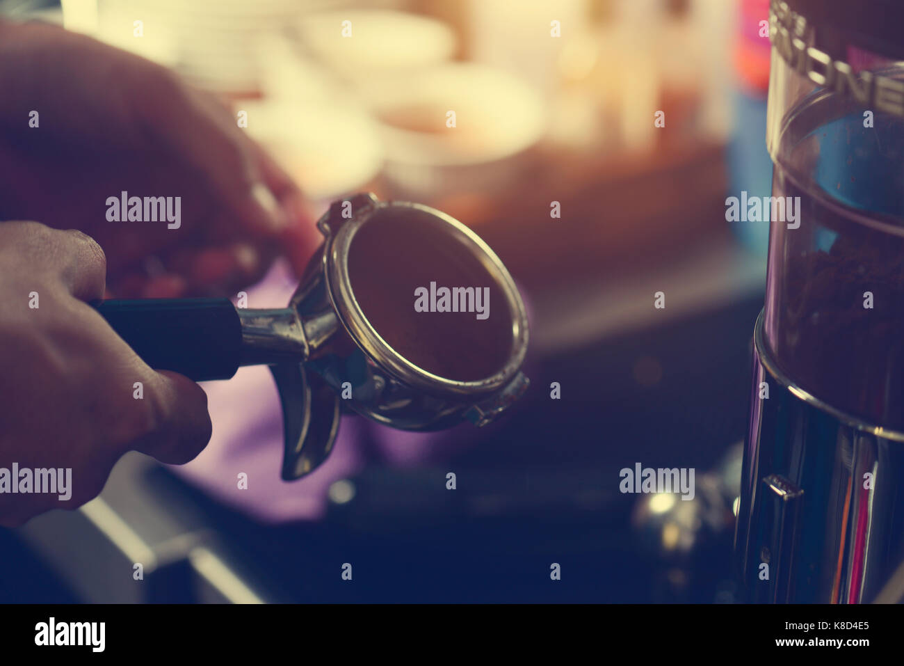 barista making coffee Stock Photo - Alamy