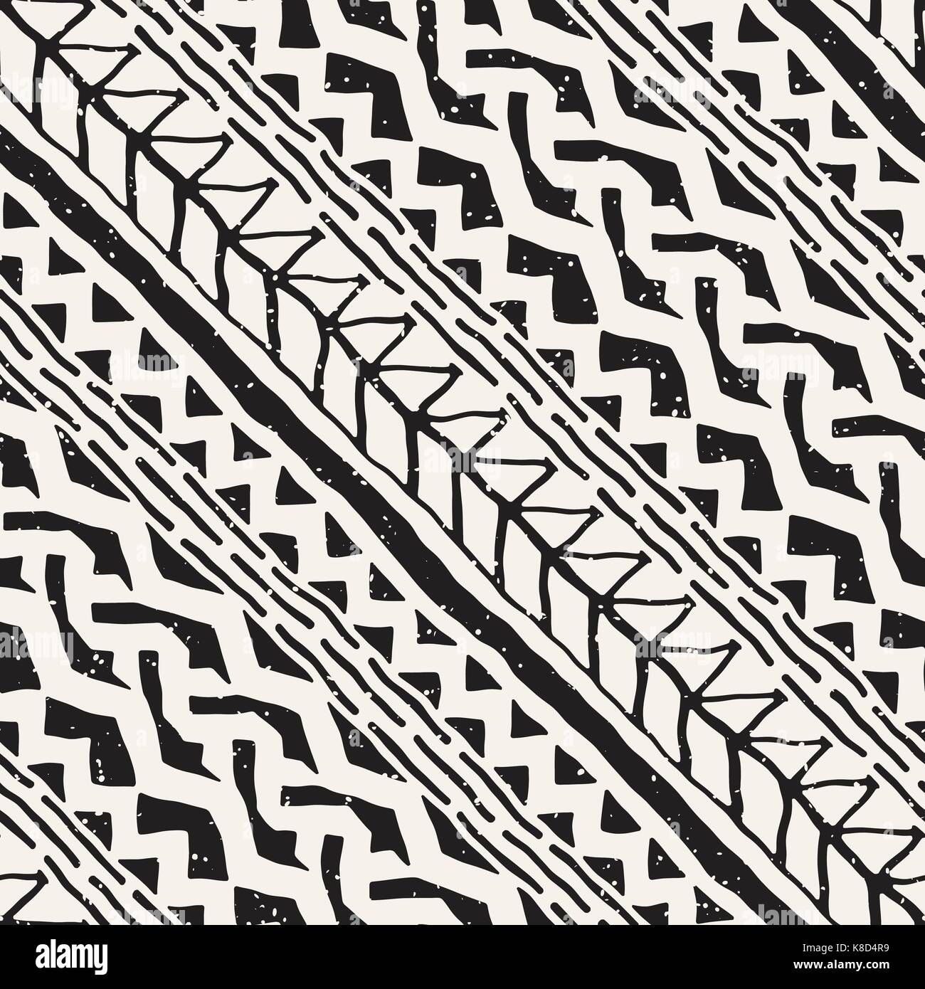 Hand drawn painted seamless pattern. Vector tribal design background ...
