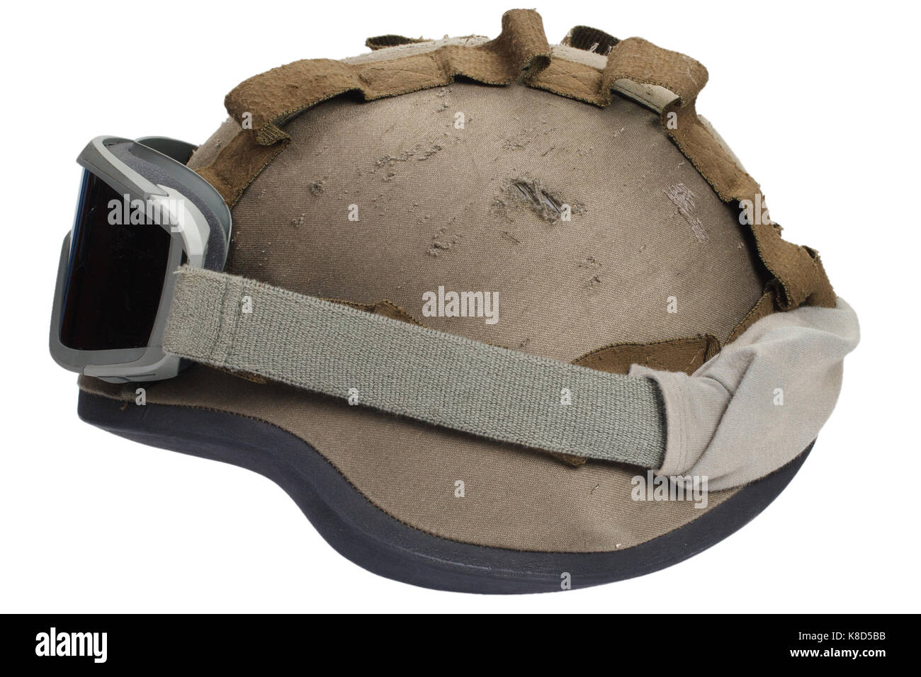 kevlar helmet with camouflage cover and protective goggles Stock Photo ...