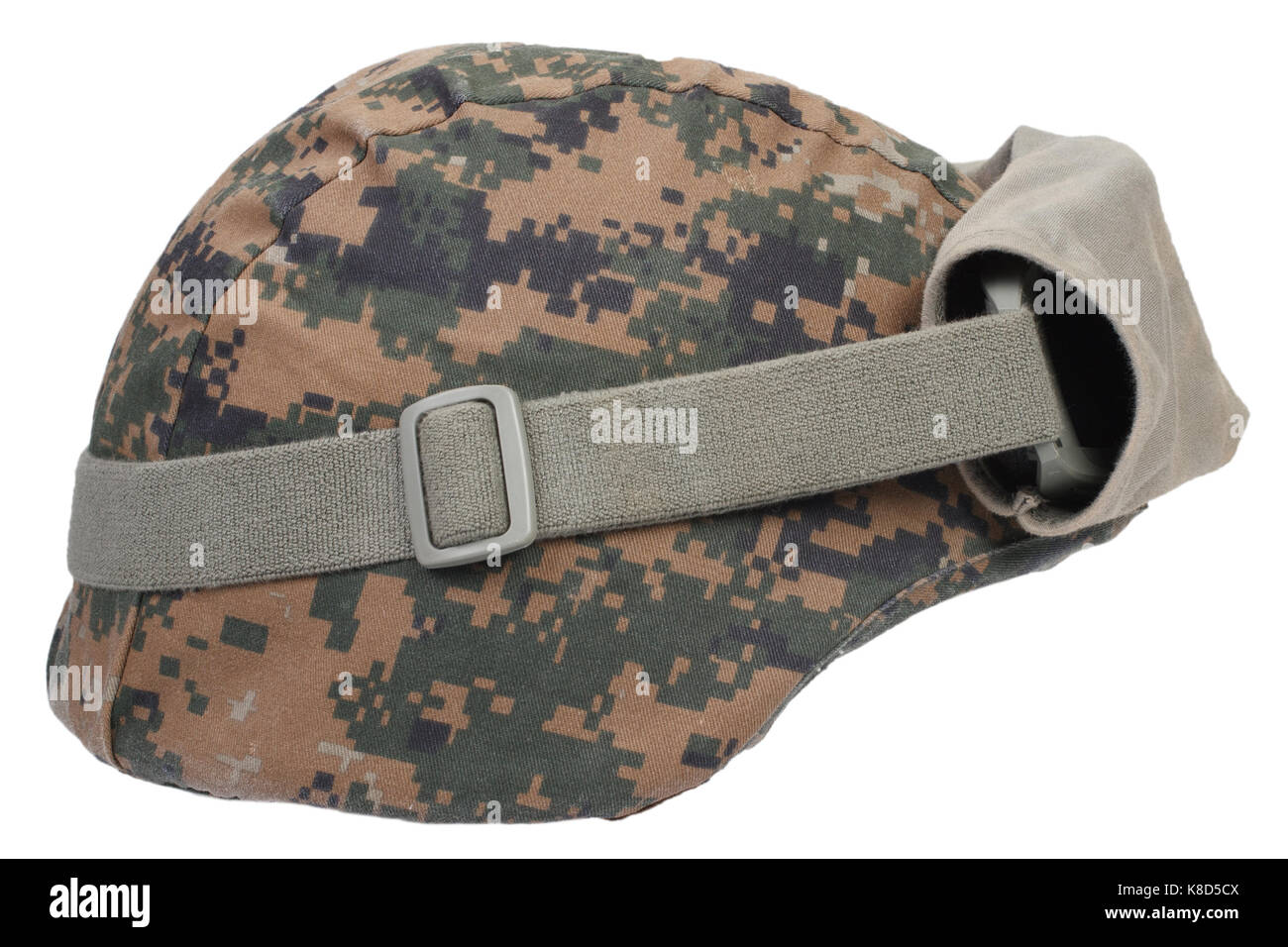 kevlar helmet with camouflage cover and protective goggles Stock Photo ...