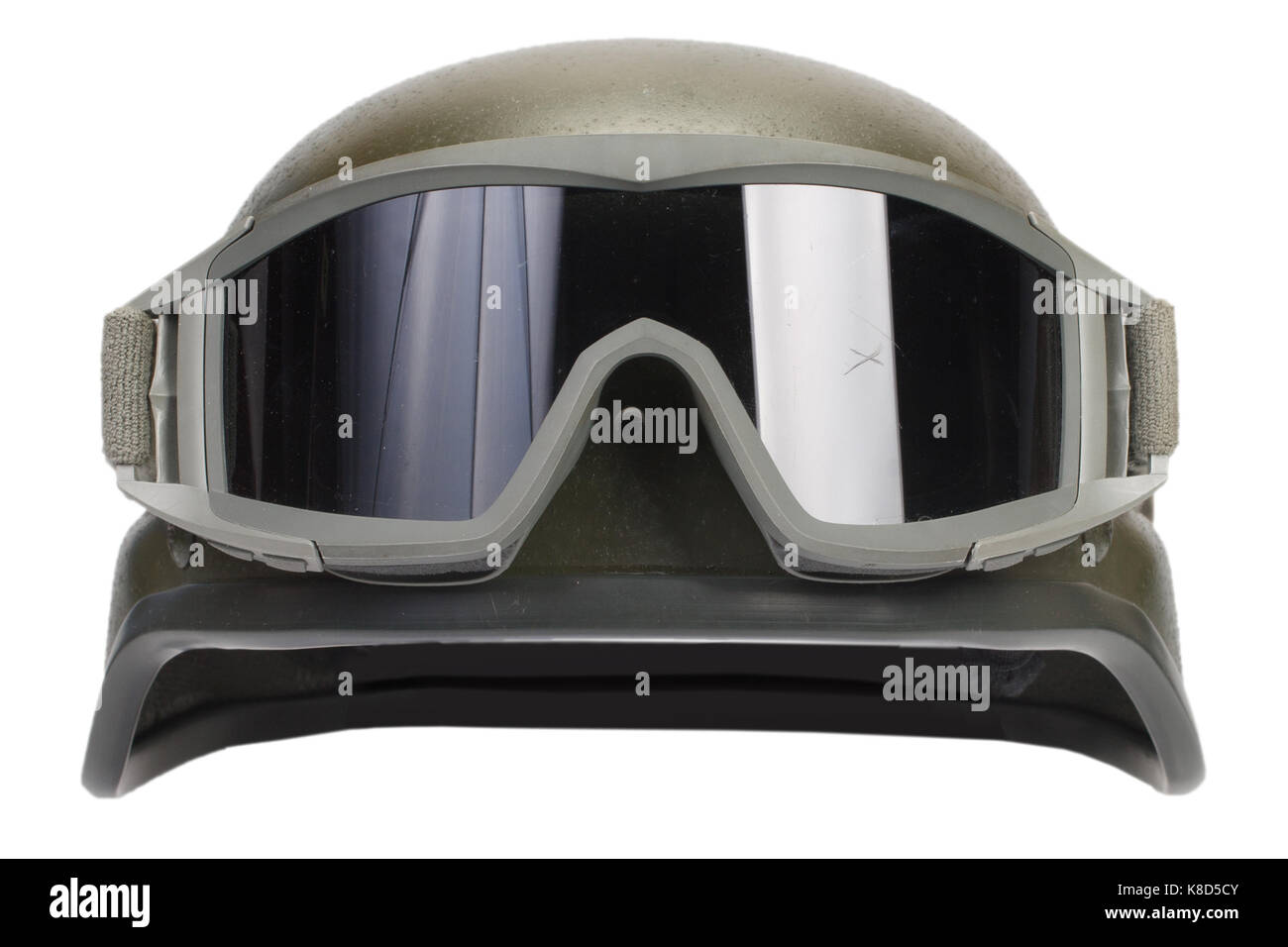 kevlar helmet with camouflage cover and protective goggles Stock Photo ...