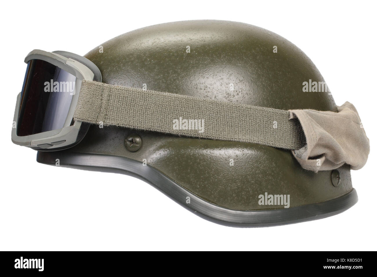 kevlar helmet with camouflage cover and protective goggles Stock Photo ...