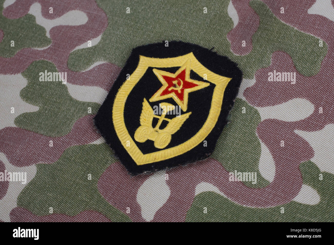 Soviet Army Transportation Corps shoulder patch on camouflage uniform ...
