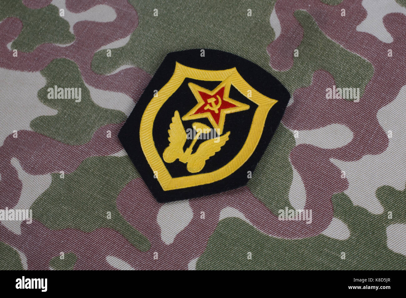 Soviet Army Transportation Corps shoulder patch on camouflage uniform ...