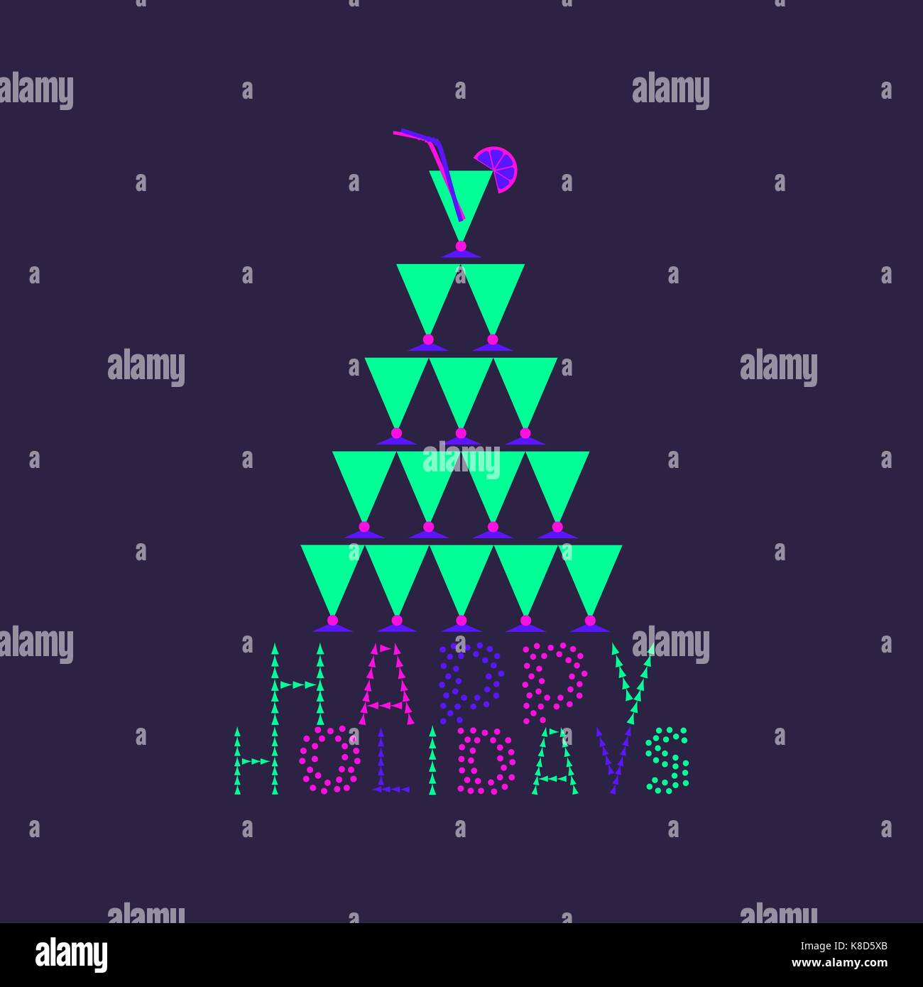 Happy Holidays cute fancy letters hand drawn text Stock Vector Image ...