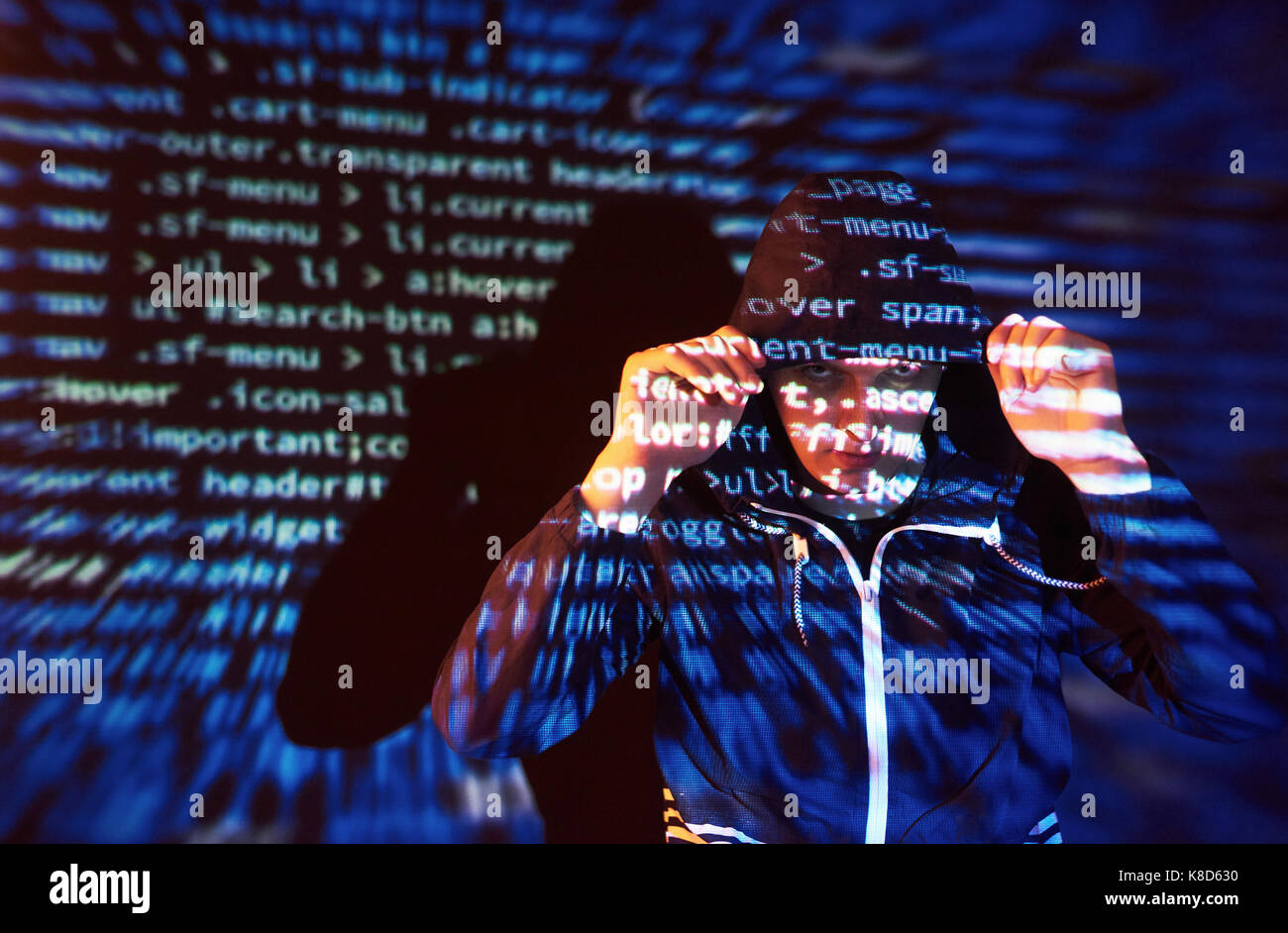 Cyber attack with unrecognizable hooded hacker using virtual reality ...