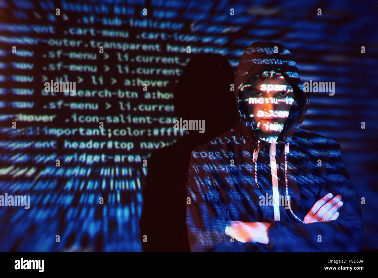 Cyber attack with unrecognizable hooded hacker using virtual reality ...