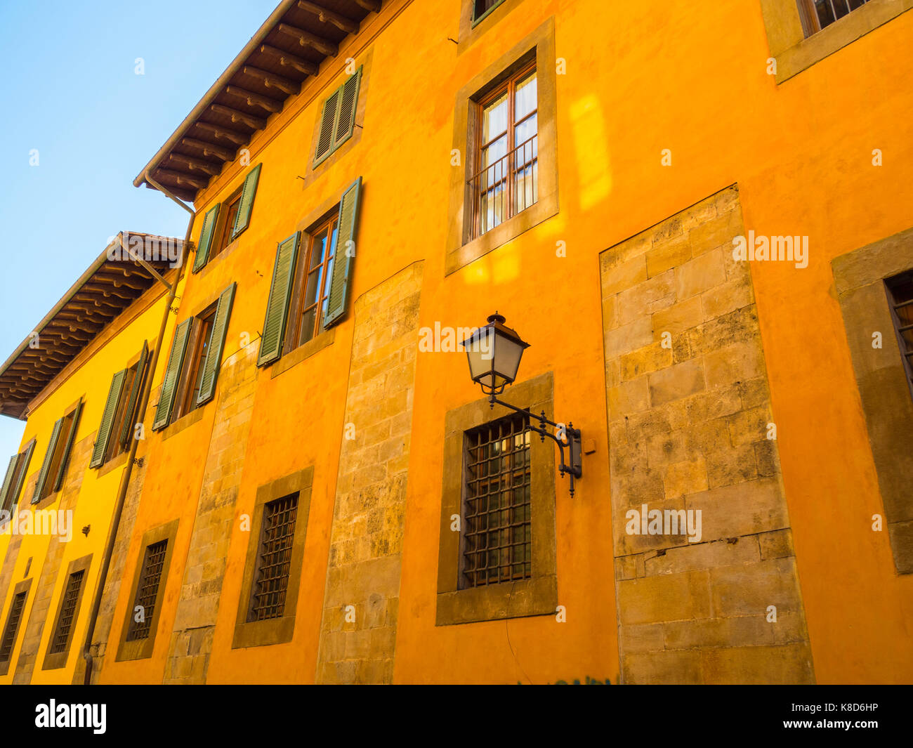 Beautiful Italian style buildings in the historic district of Pisa ...