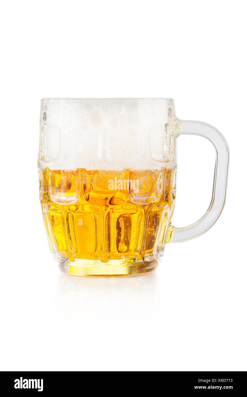 Mug of beer isolated on white background Stock Photo - Alamy