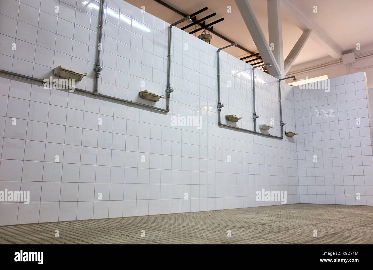 Bathroom and showers in the looker room in a coal mine. Samuño Valley ...
