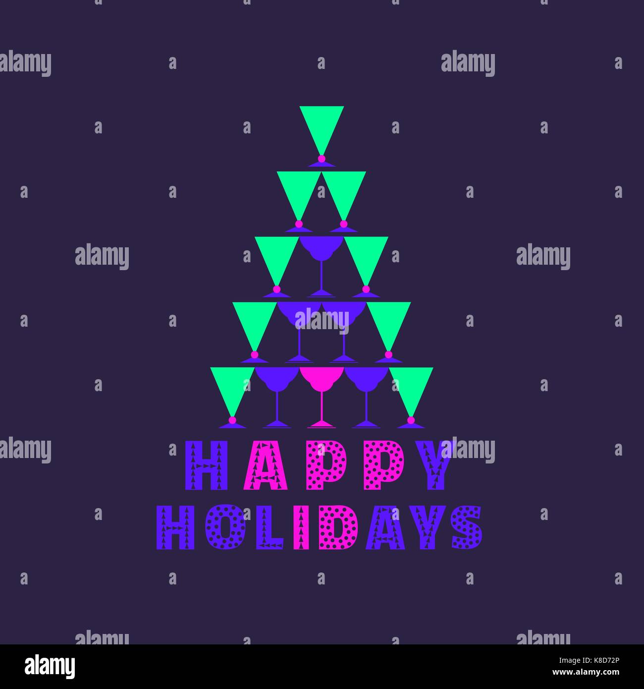Happy Holidays cute fancy letters hand drawn ornate text Stock Vector ...