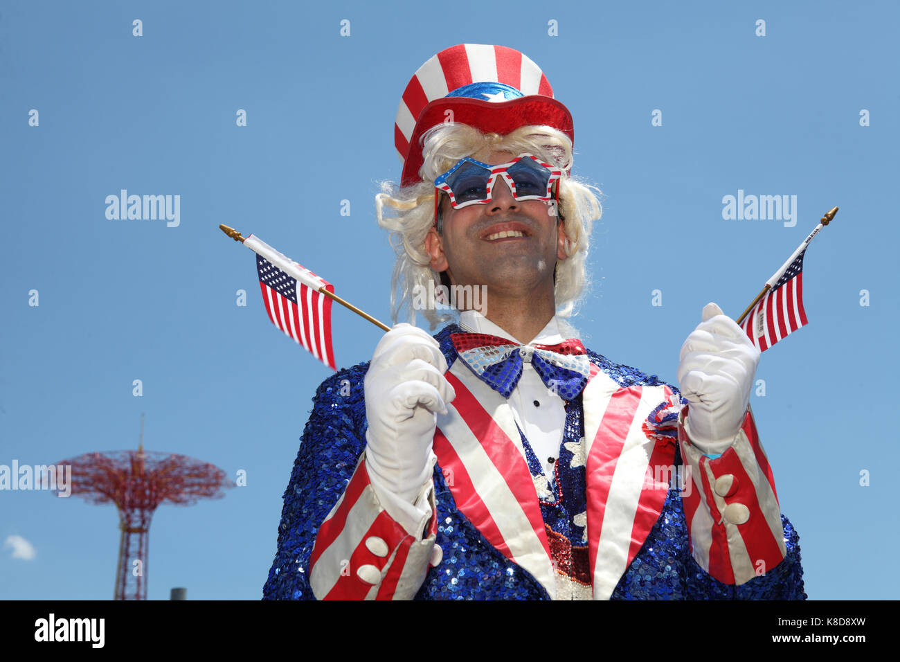 A man dressed as Uncle Sam poses for a portrait during the annual ...