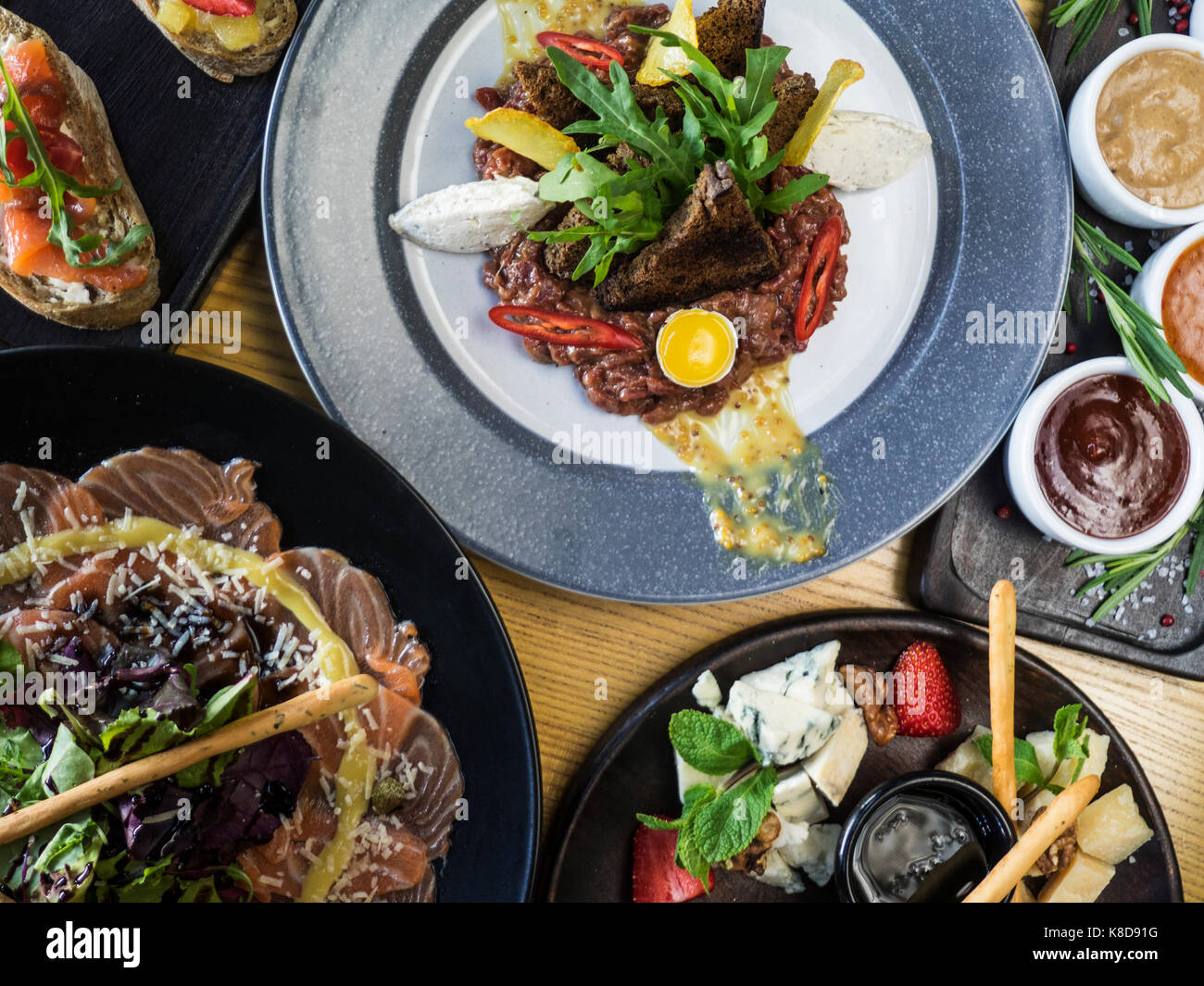 Starters: Ukrainian beef tartare with truffle cheese, Italian chesse ...