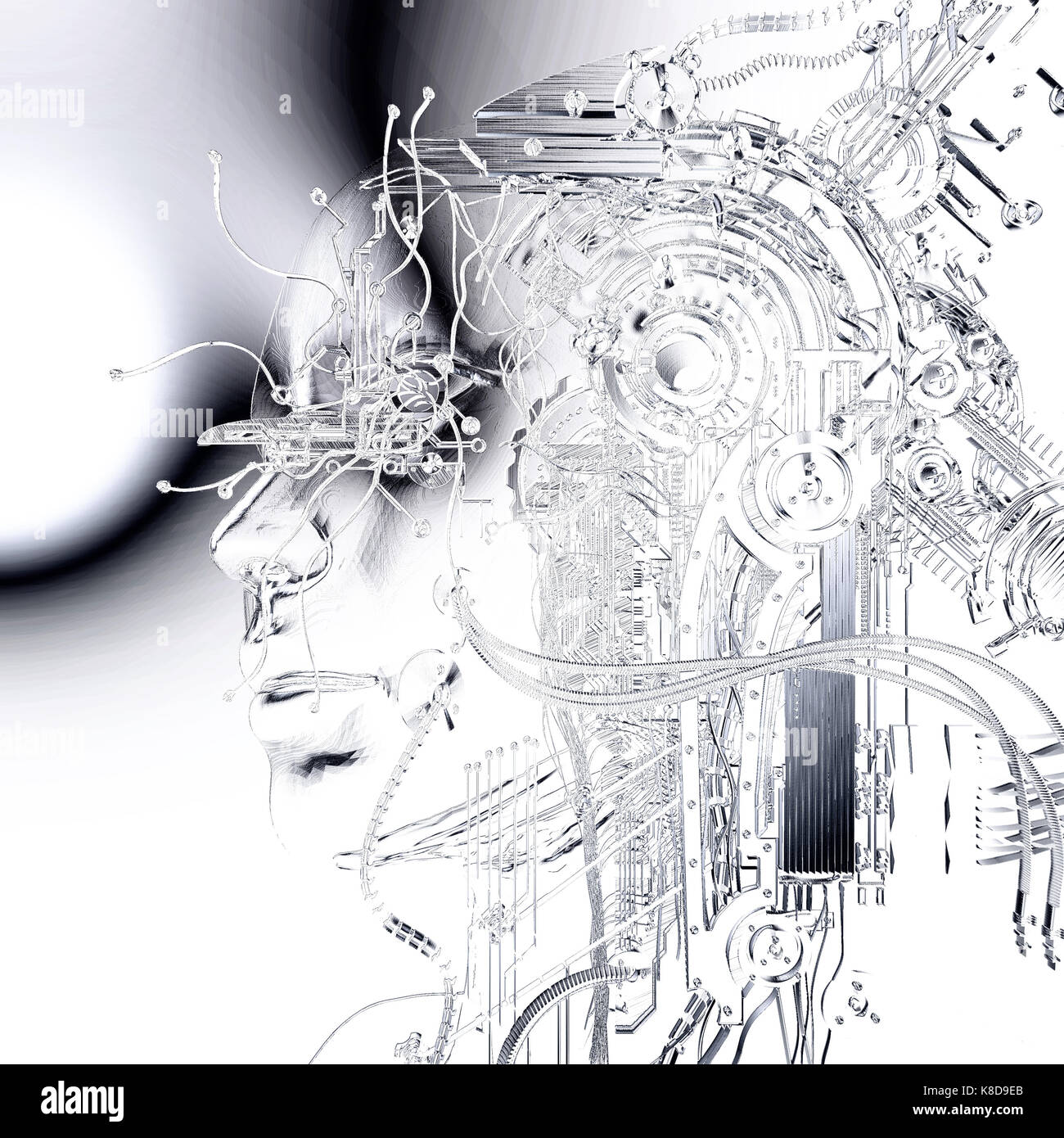 Digital 3D Illustration of a Female Cyborg Relief Stock Photo - Alamy