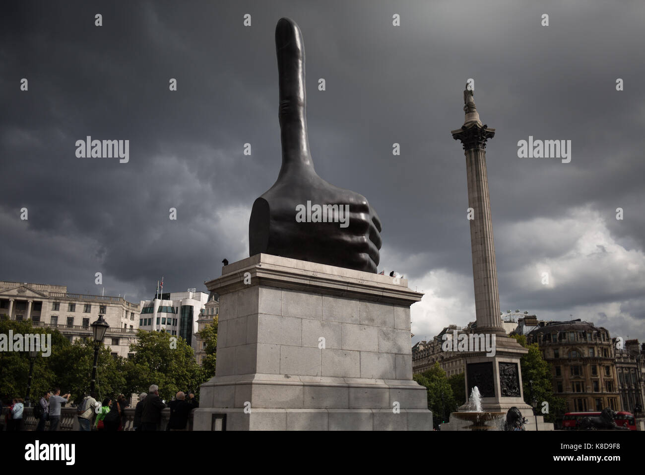 David Shrigley's 'Really Good' Thumb sculpture beside Nelson's Column ...