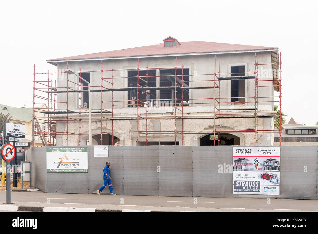 SWAKOPMUND, NAMIBIA - JUNE 30, 2017: An historic building being ...