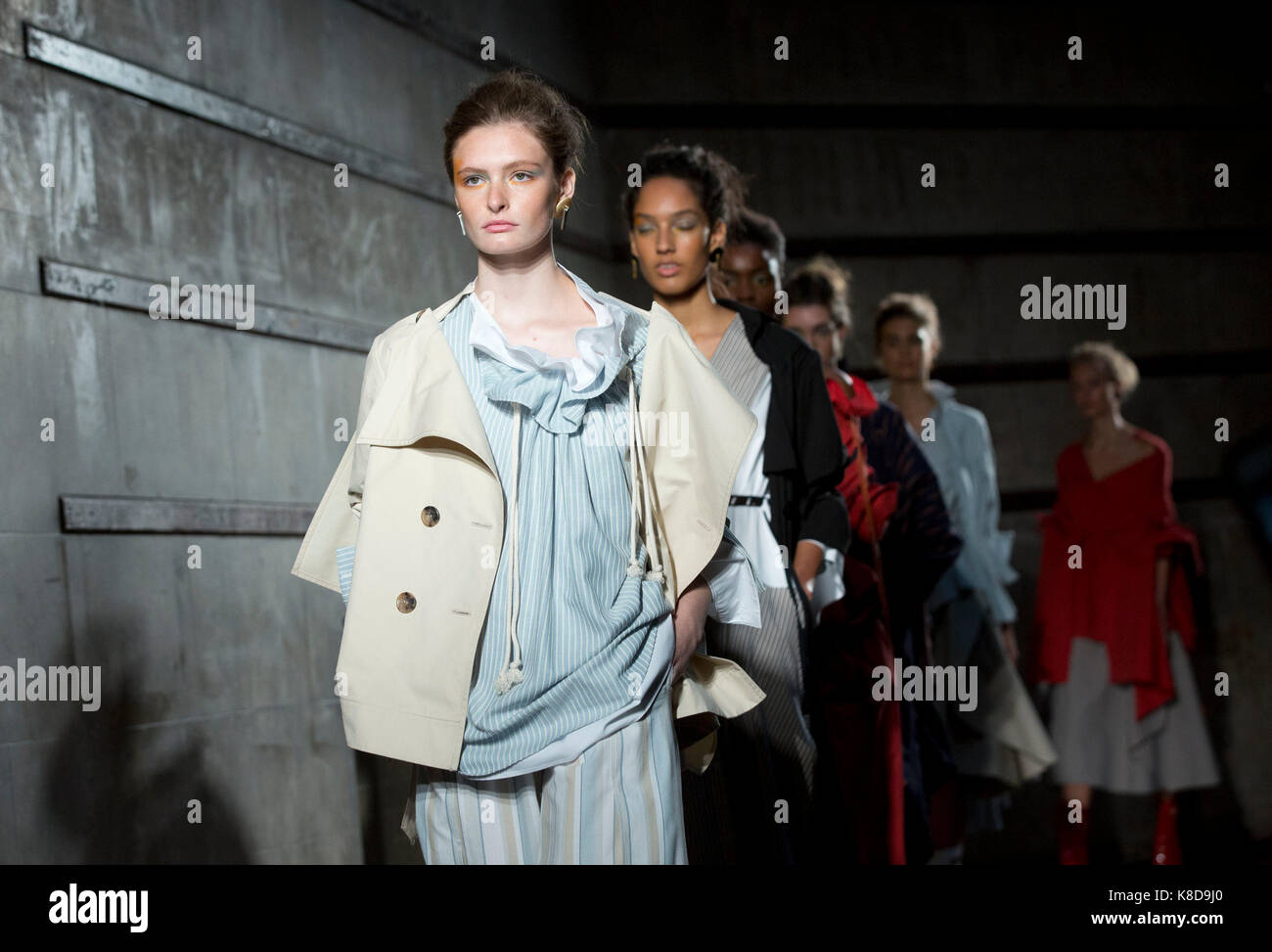 Models on the catwalk during the palmer//harding London Fashion Week ...