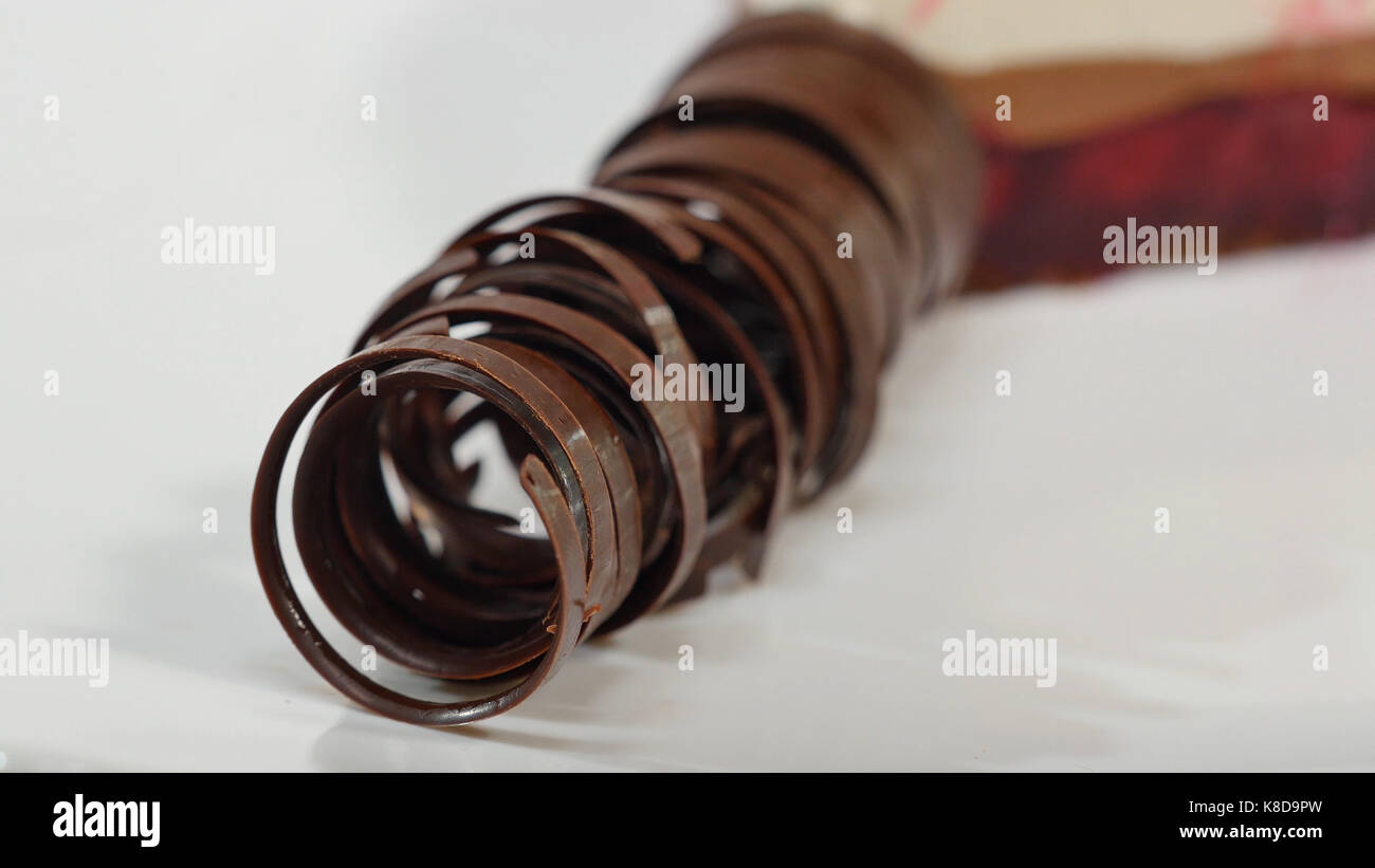 Sweet tubes - dessert. Chocolate tube for decoration, closeup Stock ...