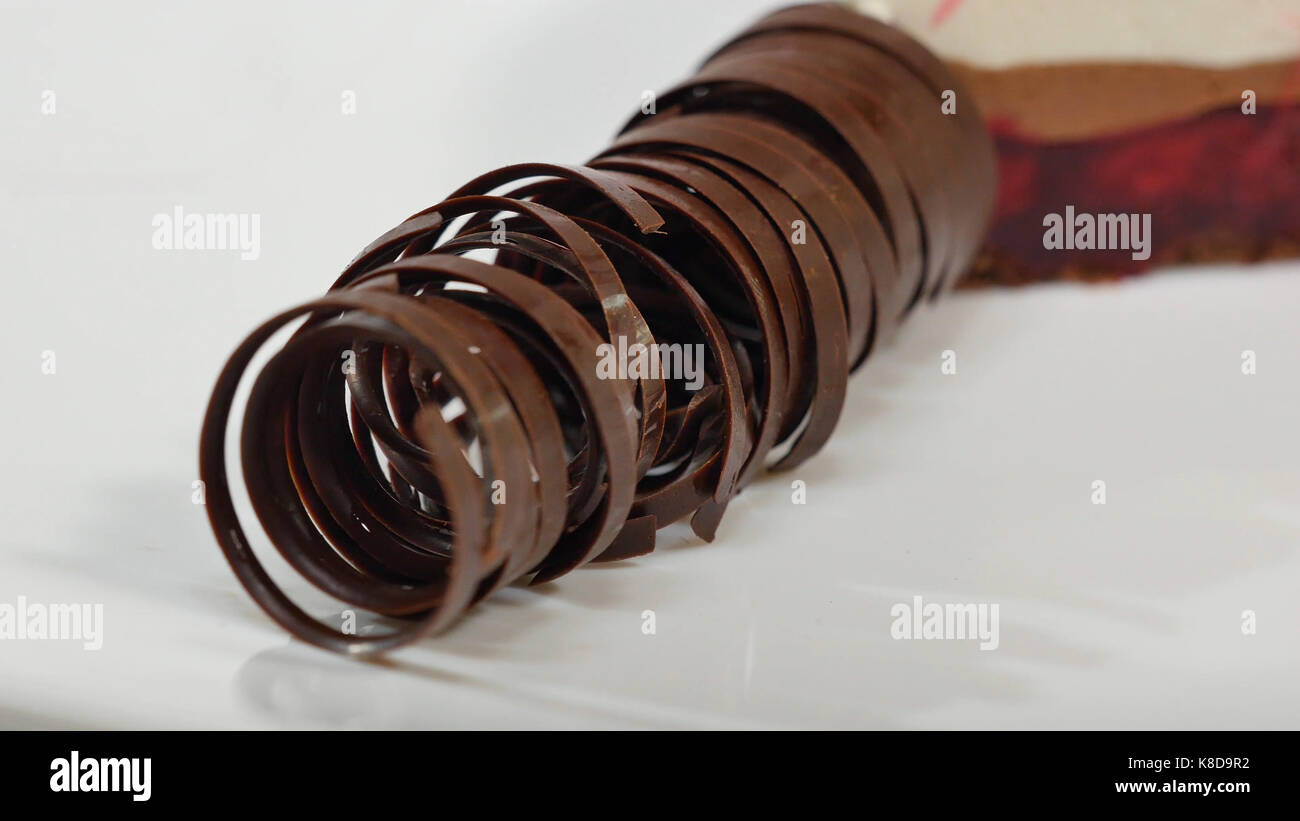 Sweet tubes - dessert. Chocolate tube for decoration, closeup Stock ...
