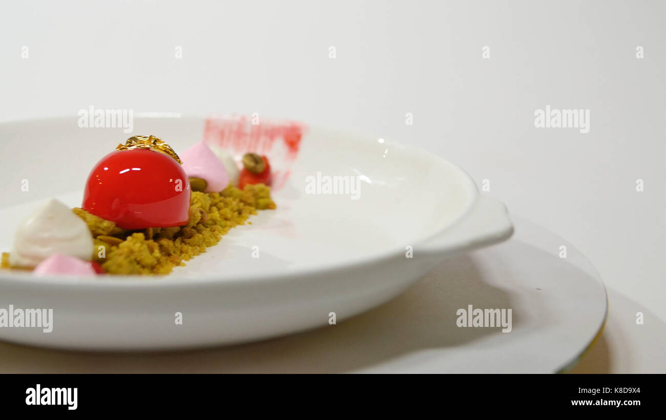 Dessert on the plate on white background. Beautiful delicious dessert ...