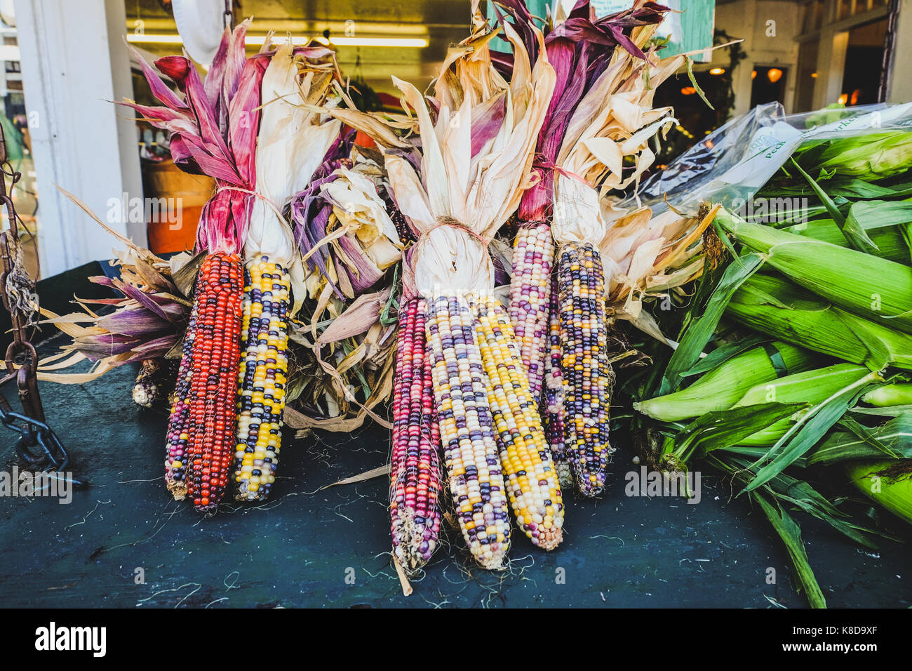 Multicolored Indian Corn at a fresh market Stock Photo - Alamy